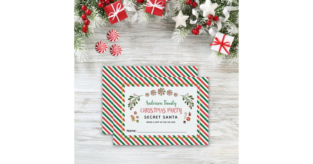 Christmas Candy Cane Peppermint Secret Santa Enclosure Card | Zazzle