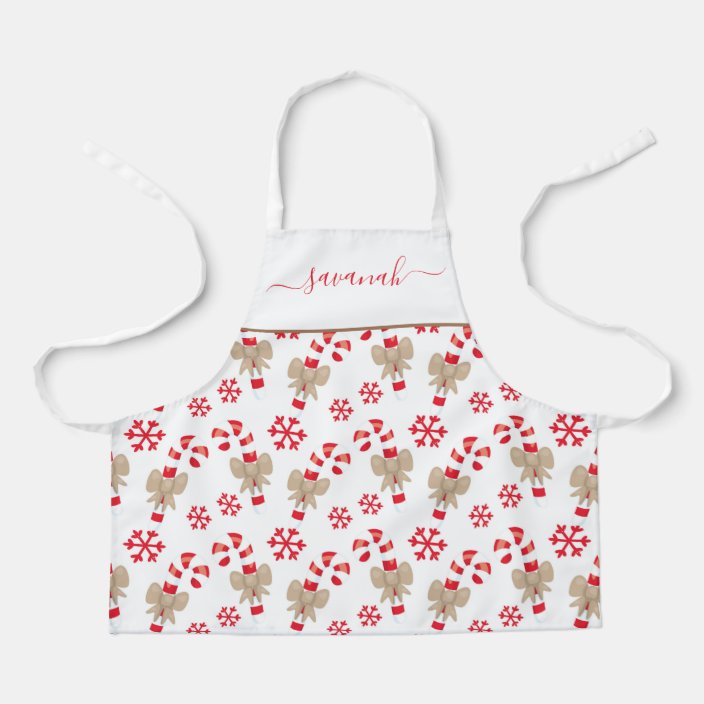 Christmas Candy Cane Red Kid Apron | Zazzle