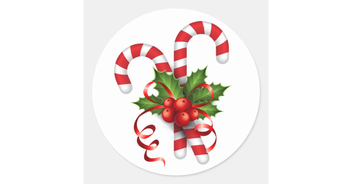 Christmas Candy Cane Stickers | Zazzle
