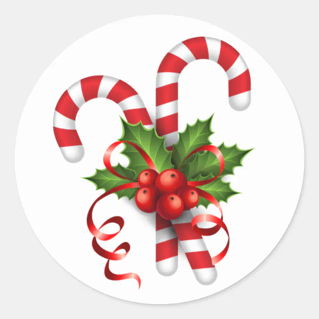 Christmas Candy Cane Stickers | Zazzle