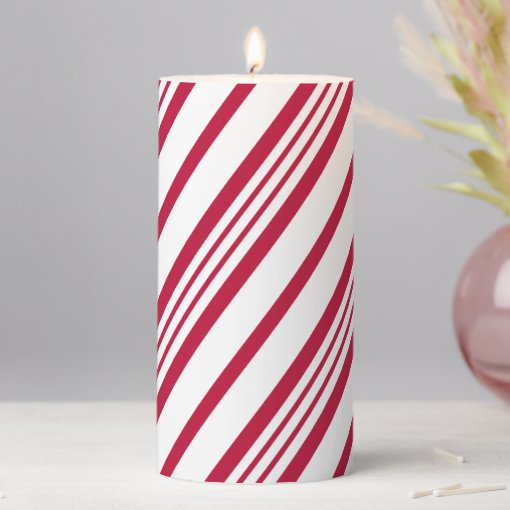 Christmas Candy Cane Stripe Pillar Candle | Zazzle