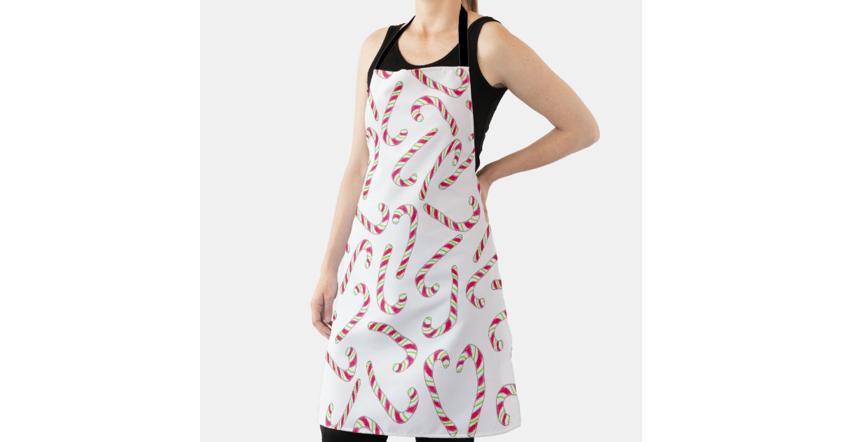 Christmas candy canes apron | Zazzle