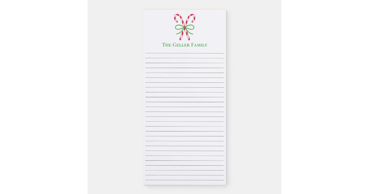 Christmas Candy Canes Magnetic Notepad | Zazzle