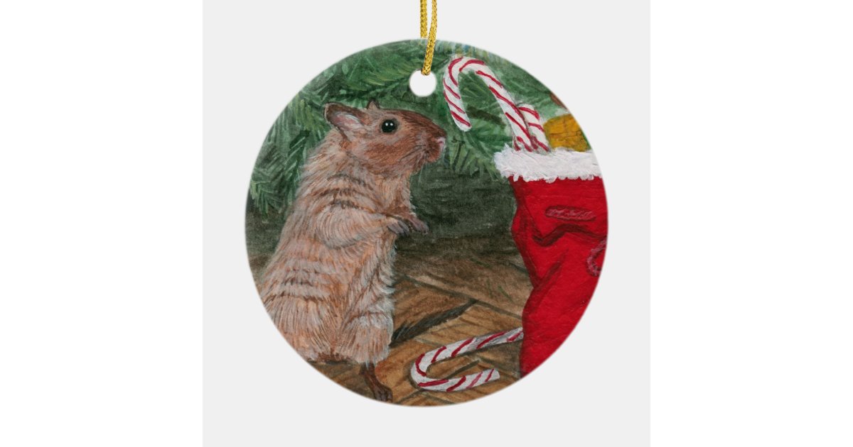 Christmas Candy Gerbil Christmas Ornament | Zazzle