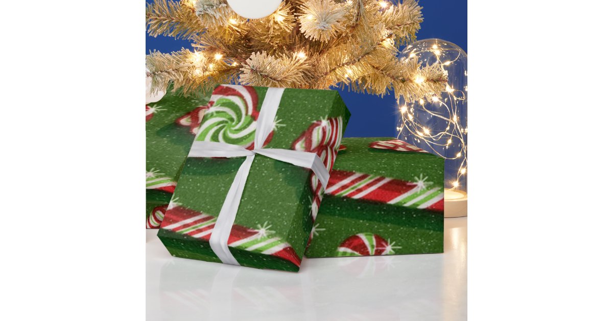 Christmas Candy Glossy wrapping paper | Zazzle