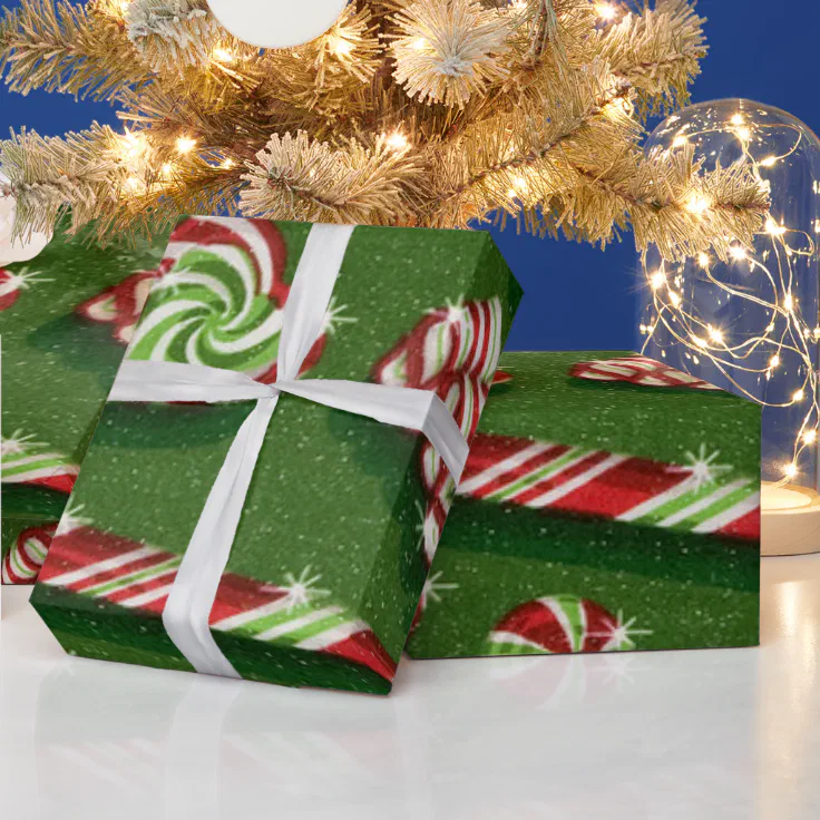 Christmas Candy Glossy wrapping paper | Zazzle