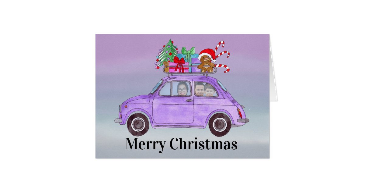 Christmas car customizable photo card | Zazzle