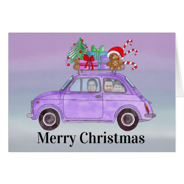 Christmas car customizable photo card | Zazzle