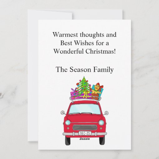 Christmas car customizable photo holiday card | Zazzle