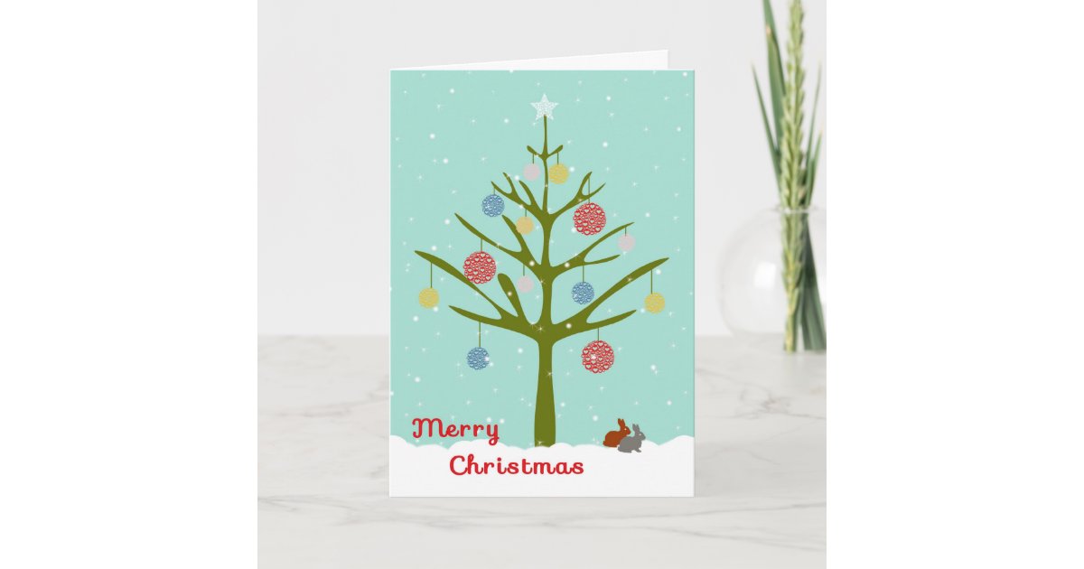 Christmas Card for Co-Worker with Tree & Ornaments | Zazzle