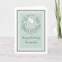 Christmas Card for Counselor Bells and Wreath | Zazzle