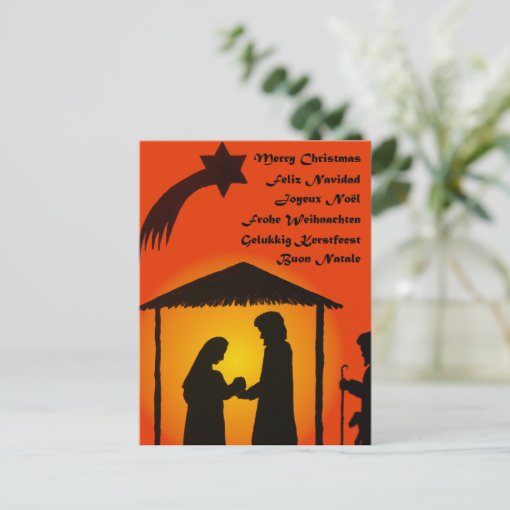 Christmas Card Postcard - multilingual | Zazzle