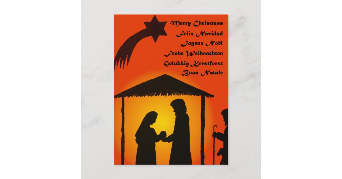 Christmas Card Postcard - multilingual | Zazzle