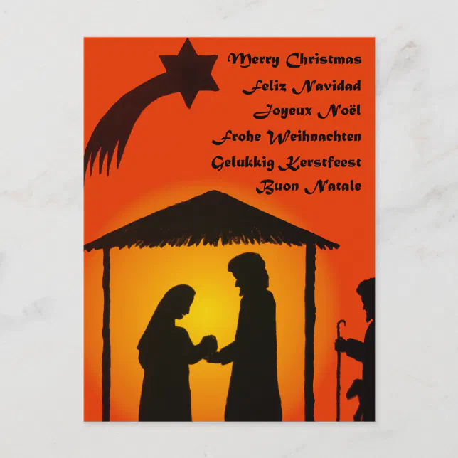 Christmas Card Postcard - multilingual | Zazzle