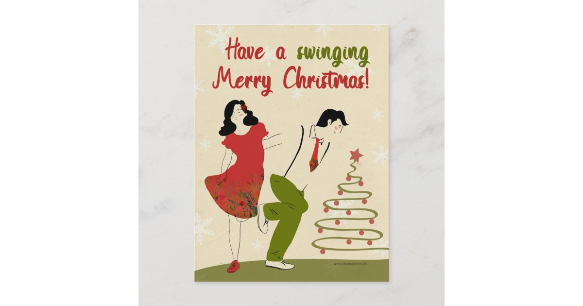 Christmas card- swing dance holiday postcard | Zazzle