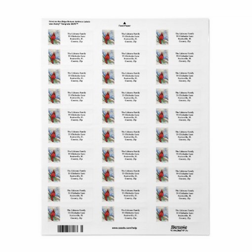 Christmas Cardinal Bird Watercolor Address Labels | Zazzle