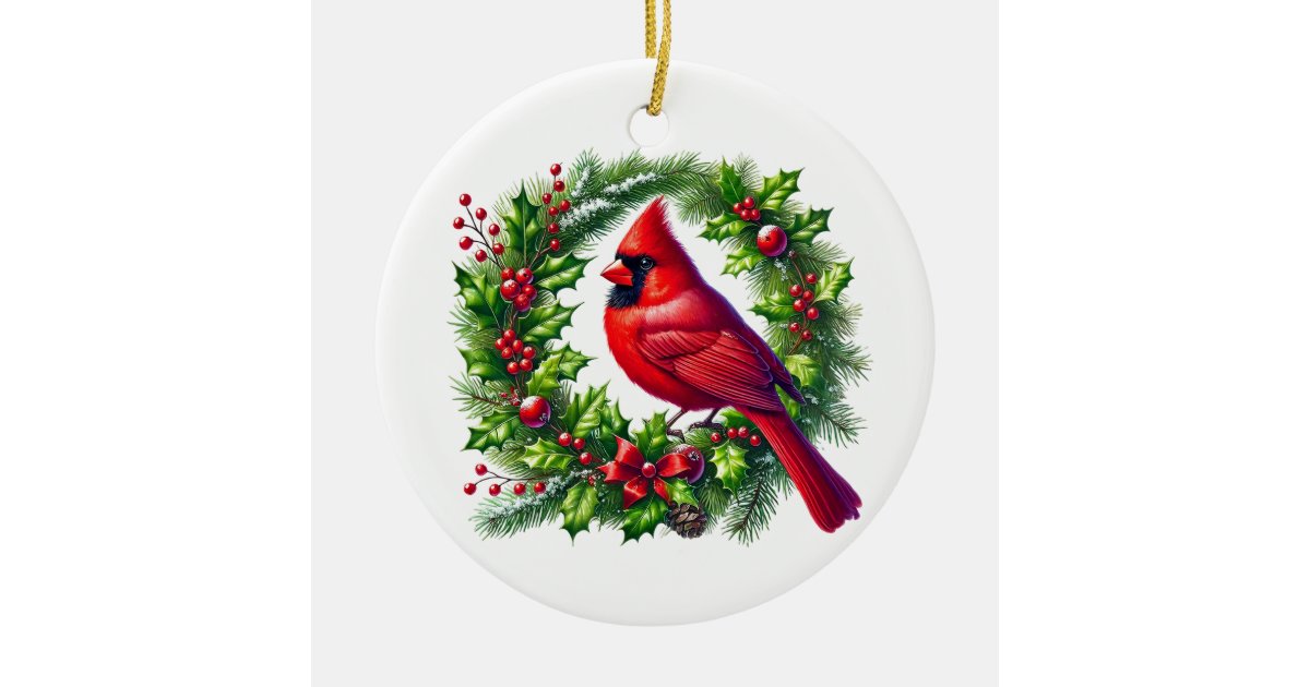 Christmas Cardinal Ceramic Ornament | Zazzle