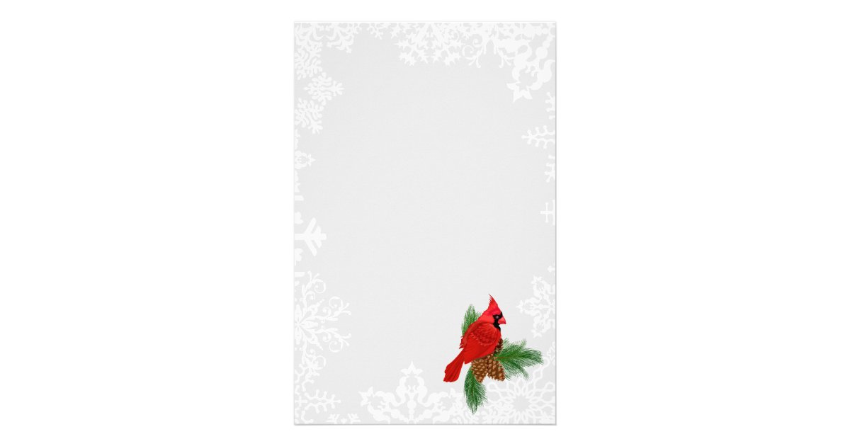 Christmas cardinal Holiday snowflake stationery | Zazzle.com