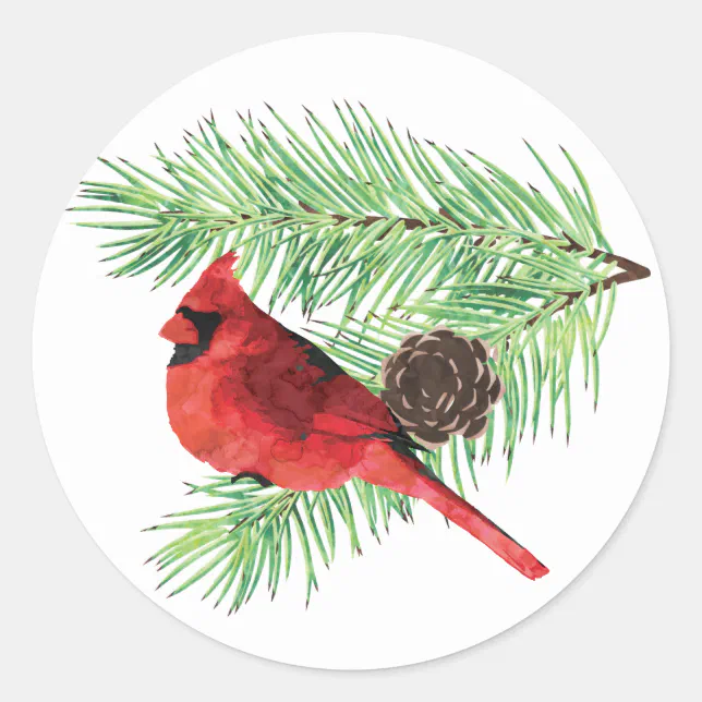 Christmas Cardinal/ Holiday Sticker | Zazzle