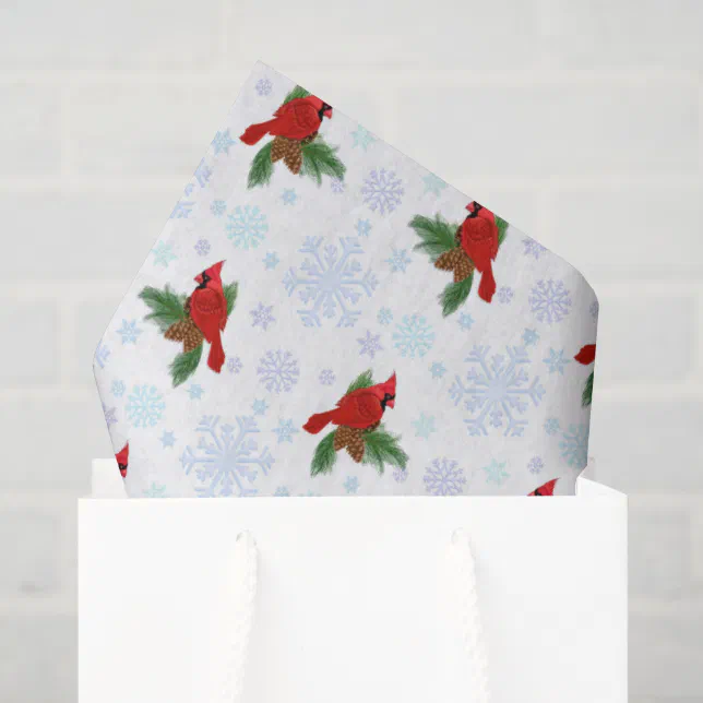 Christmas Cardinal pattern tissue paper | Zazzle
