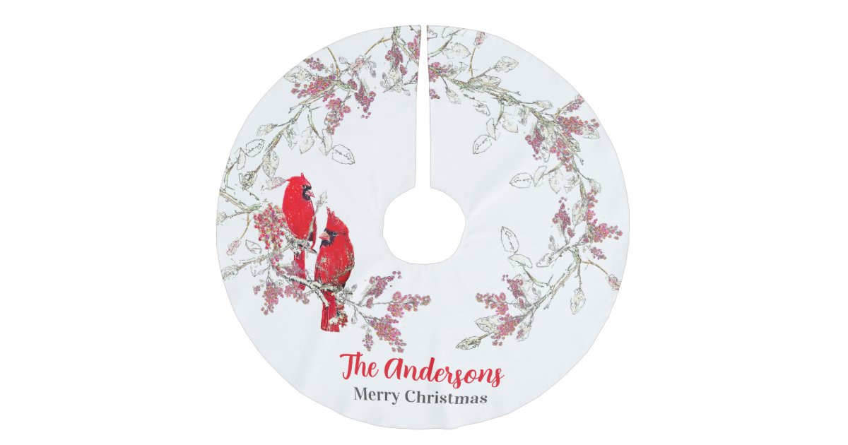 Christmas cardinal Tree Skirt | Zazzle