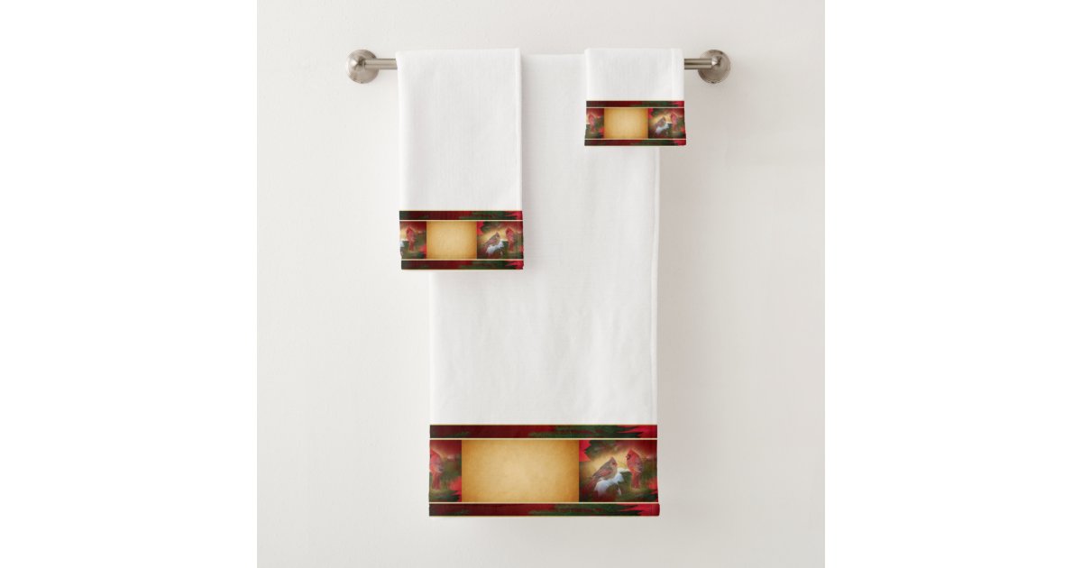 Christmas Cardinals Bath Towel Set | Zazzle