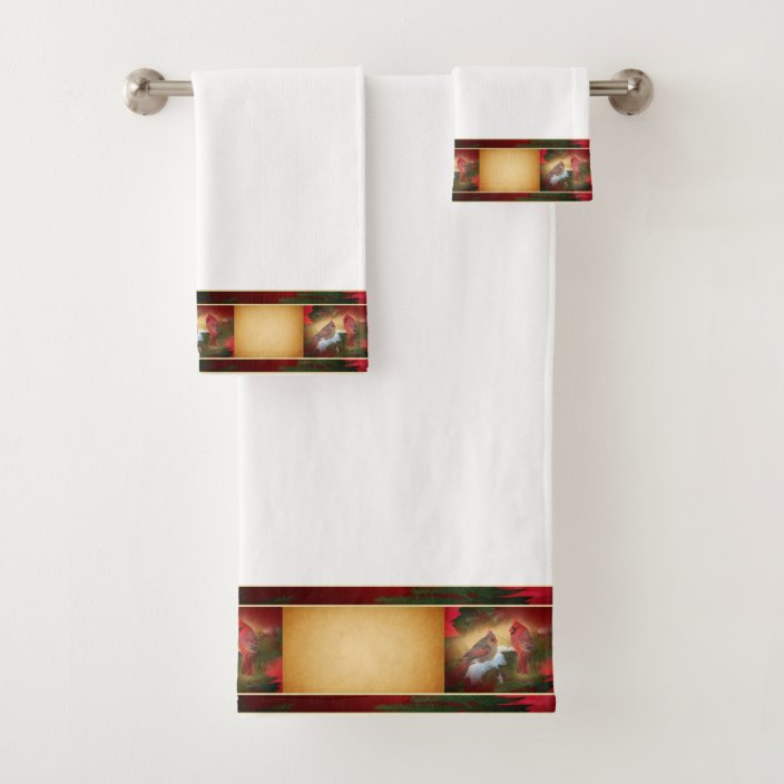 Christmas Cardinals Bath Towel Set | Zazzle.com