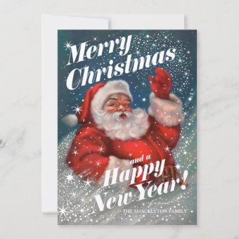 Christmas Cards Vintage Santa Claus Snow v02 | Zazzle