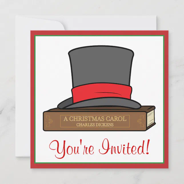 Christmas Carol and English Top Hat Party Invitation | Zazzle