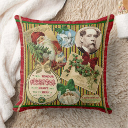Christmas Carol Charles Dickens Traditional Plaid Throw Pillow | Zazzle