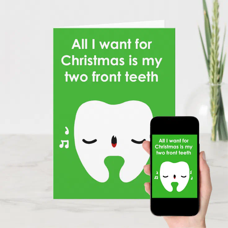 Christmas Carol Singing Tooth Card | Zazzle