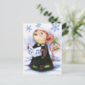 Christmas Caroling Mouse Cute Holiday Postcard | Zazzle