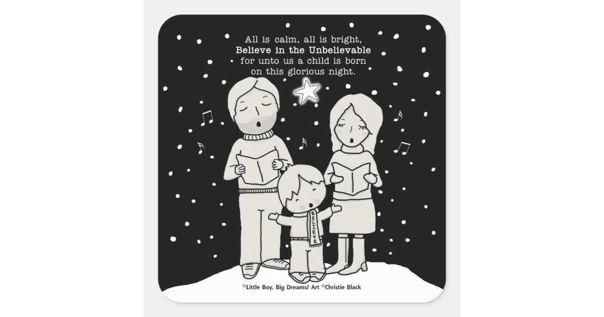 Christmas Caroling Square Sticker | Zazzle
