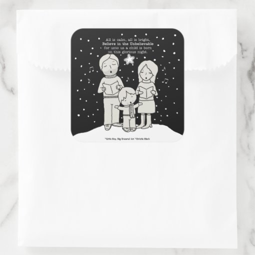 Christmas Caroling Square Sticker | Zazzle