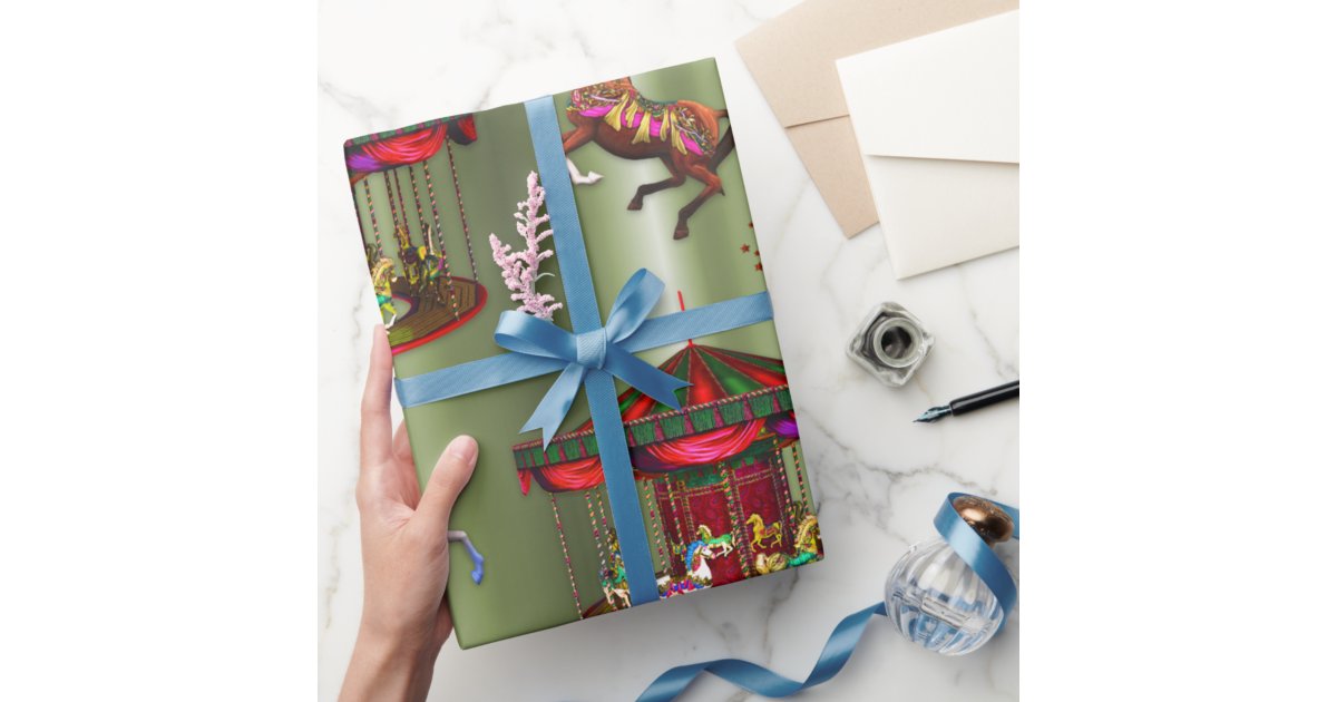 Christmas Carousel Wrapping Paper | Zazzle