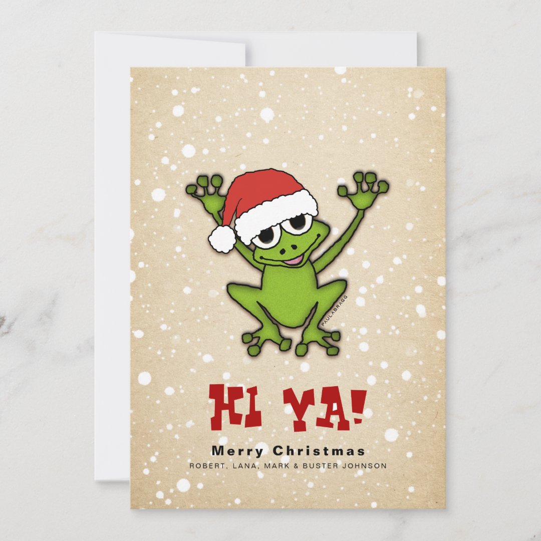Christmas Cartoon Frog Holiday Card | Zazzle