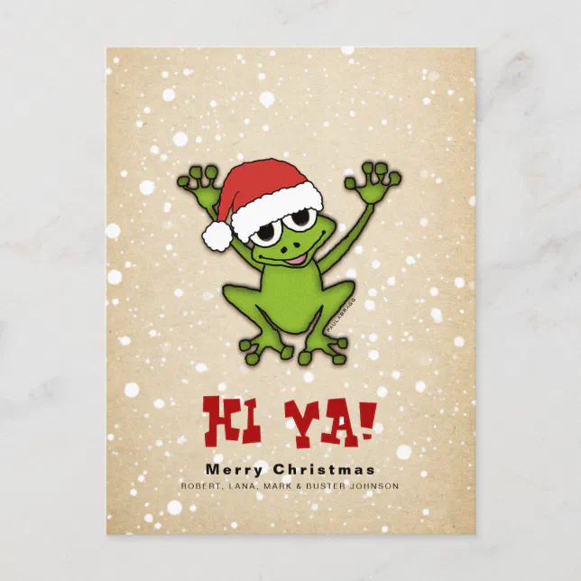 Christmas Cartoon Frog Holiday Postcard | Zazzle
