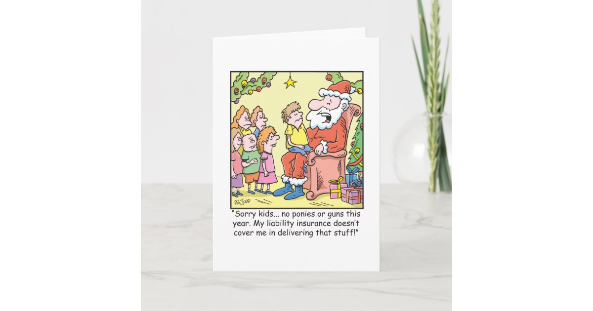 Christmas Cartoon Insurance for Santa Claus Holiday Card | Zazzle
