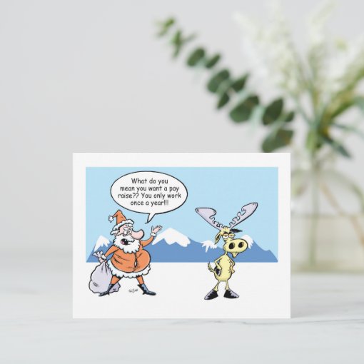 Christmas Cartoon Santa and Reindeer on Strike Holiday Postcard | Zazzle