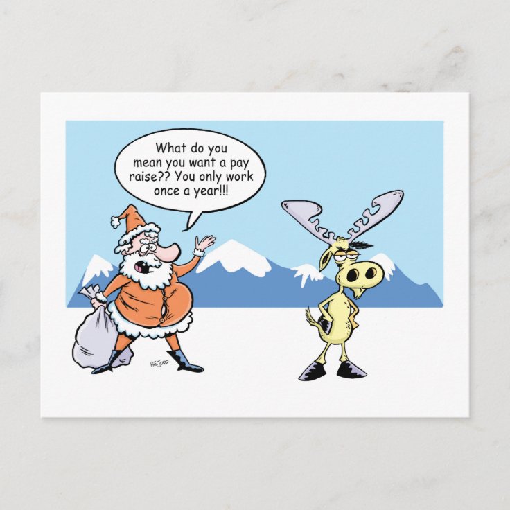 Christmas Cartoon Santa and Reindeer on Strike Holiday Postcard | Zazzle