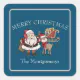 Christmas Cartoon Santa & Rudolph the Reindeer Square Sticker | Zazzle
