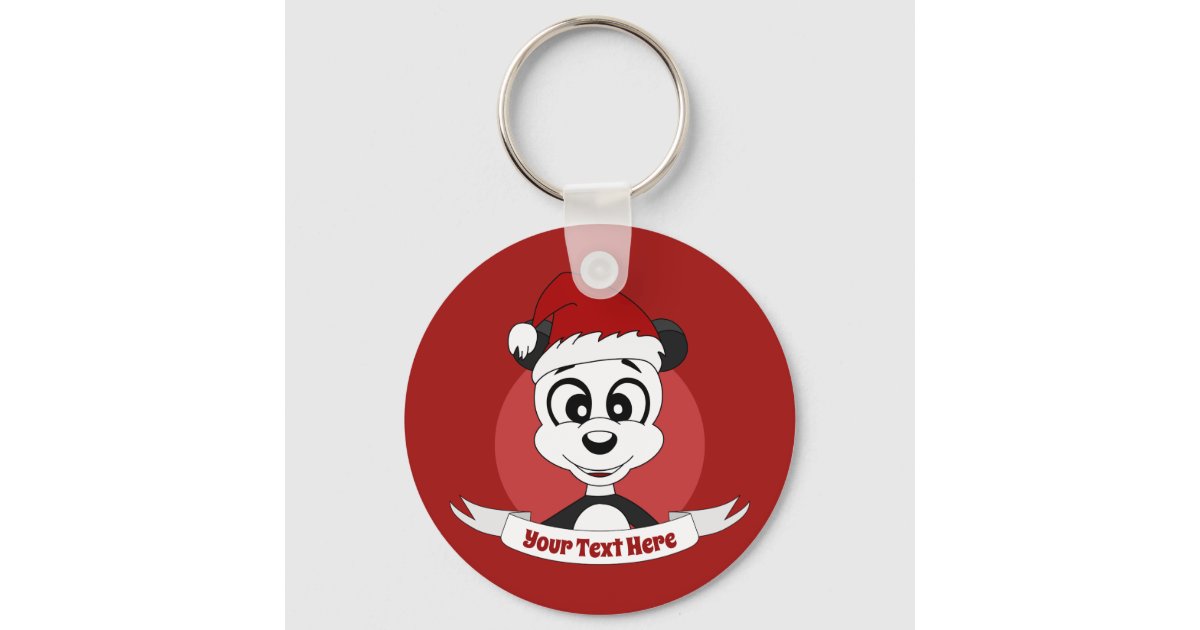 Christmas cartoon with cute panda bear keychain | Zazzle