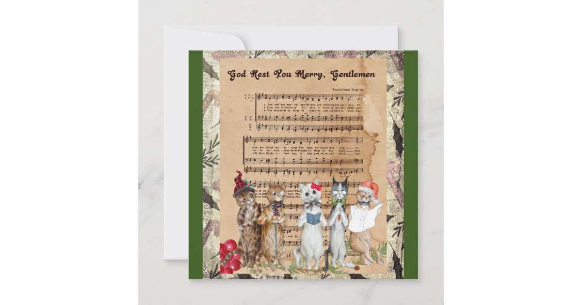 Christmas Cat Carolers Card | Zazzle