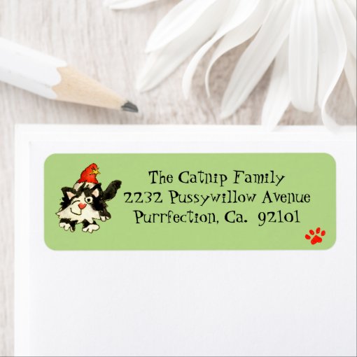 Christmas Cat Custom Return Address Labels | Zazzle
