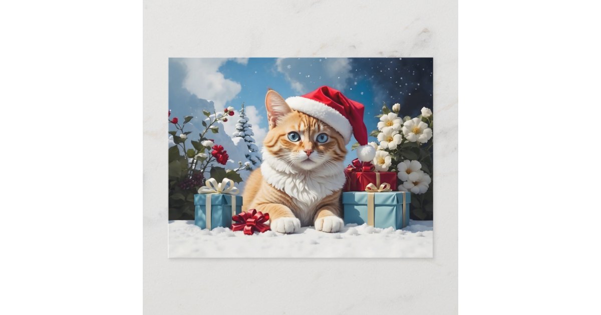 christmas cat postcard | Zazzle