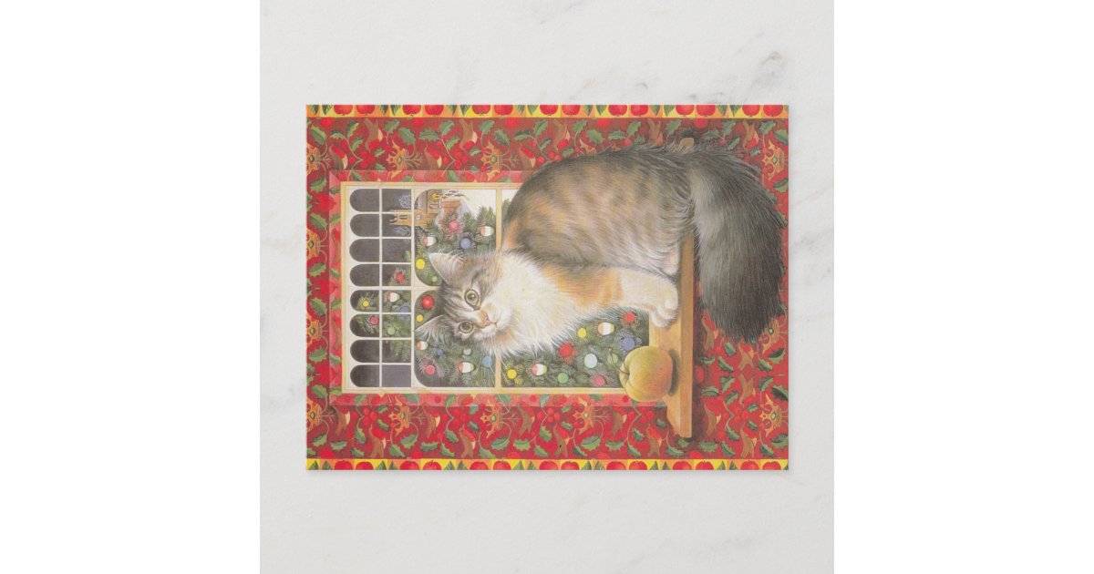 Christmas Cat postcard | Zazzle