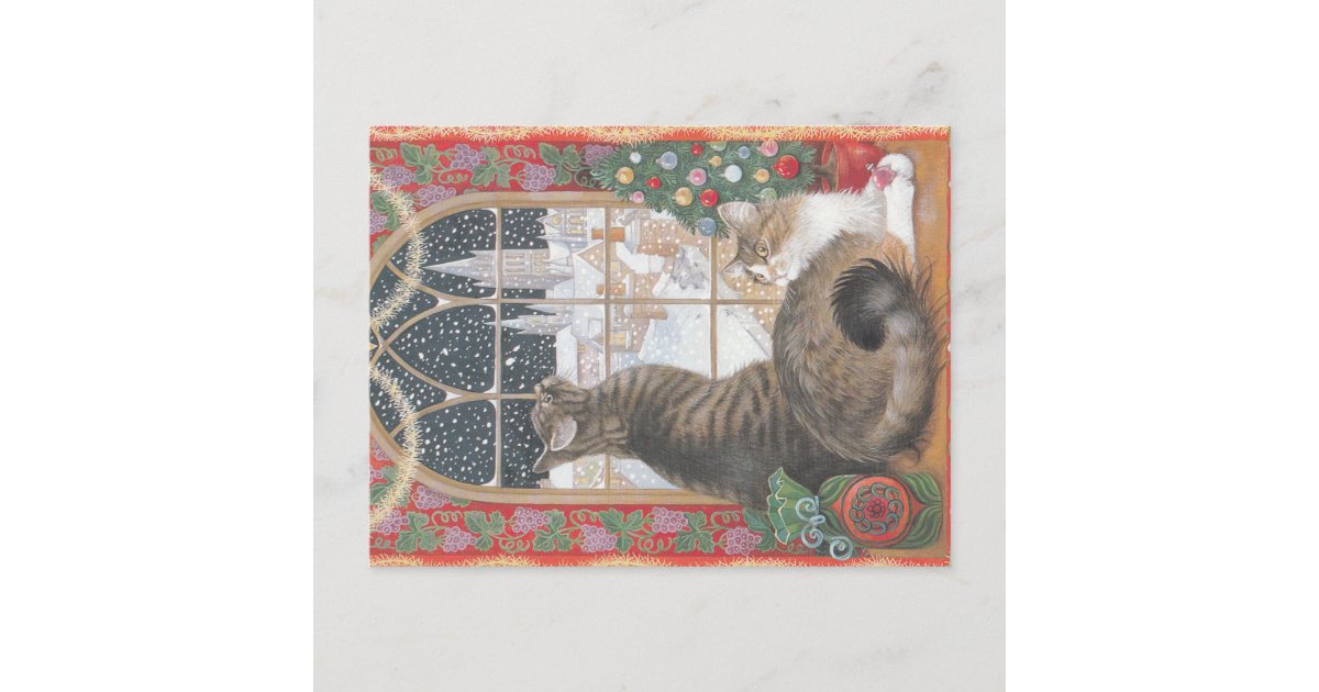 Christmas Cat postcard | Zazzle