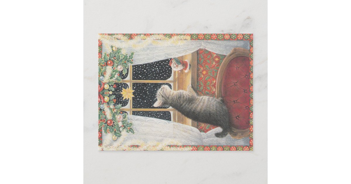 Christmas Cat postcard | Zazzle