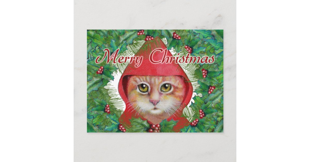 Christmas Cat Postcard | Zazzle