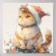 Christmas cat red hat poster | Zazzle